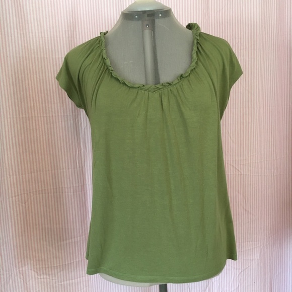 Talbots | Tops | Talbots Cute Green Top With Ruffle Detail | Poshmark